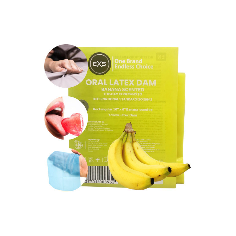 Banana Exs Scented Oral Latex Dam Enhance Your Safety & Pleasure Dental ...
